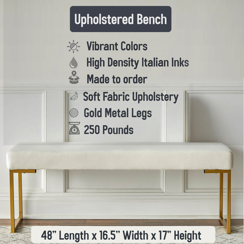 Design Art Coastal Seashells Coastal Pattern Coastal Upholstered Gold Bench Wayfair